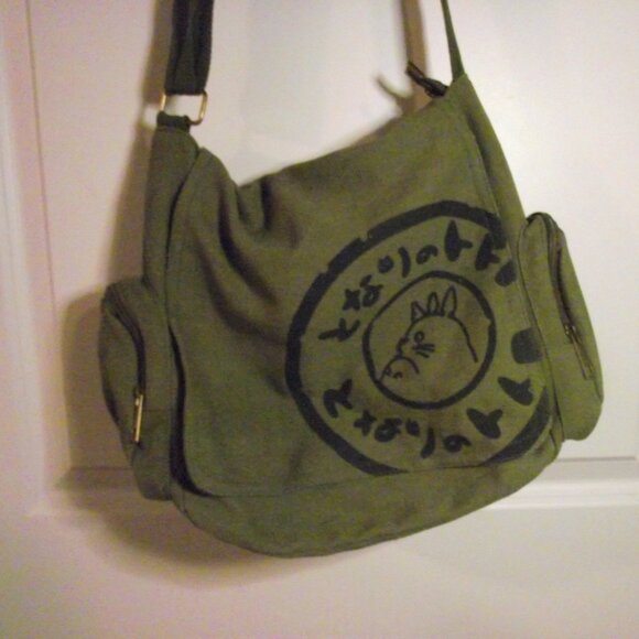 My Neighbor Totoro | Bags | Army Green Canvas Shoulder Bag With Totoro ...